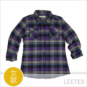 【LEETEX】法蘭絨格紋長袖(女款襯衫)-米黃紫藍格_男裝/女裝_時尚_agriii團購-優惠不漏接